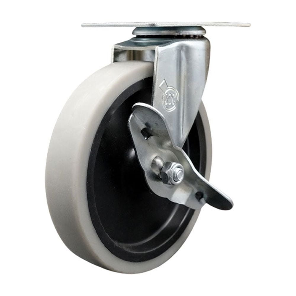 5 Inch Thermoplastic Rubber Wheel Top Plate Swivel Caster with Brake ...