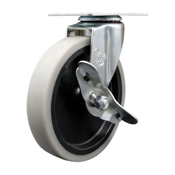 5 Inch Thermoplastic Rubber Wheel Top Plate Swivel Caster with Brake ...