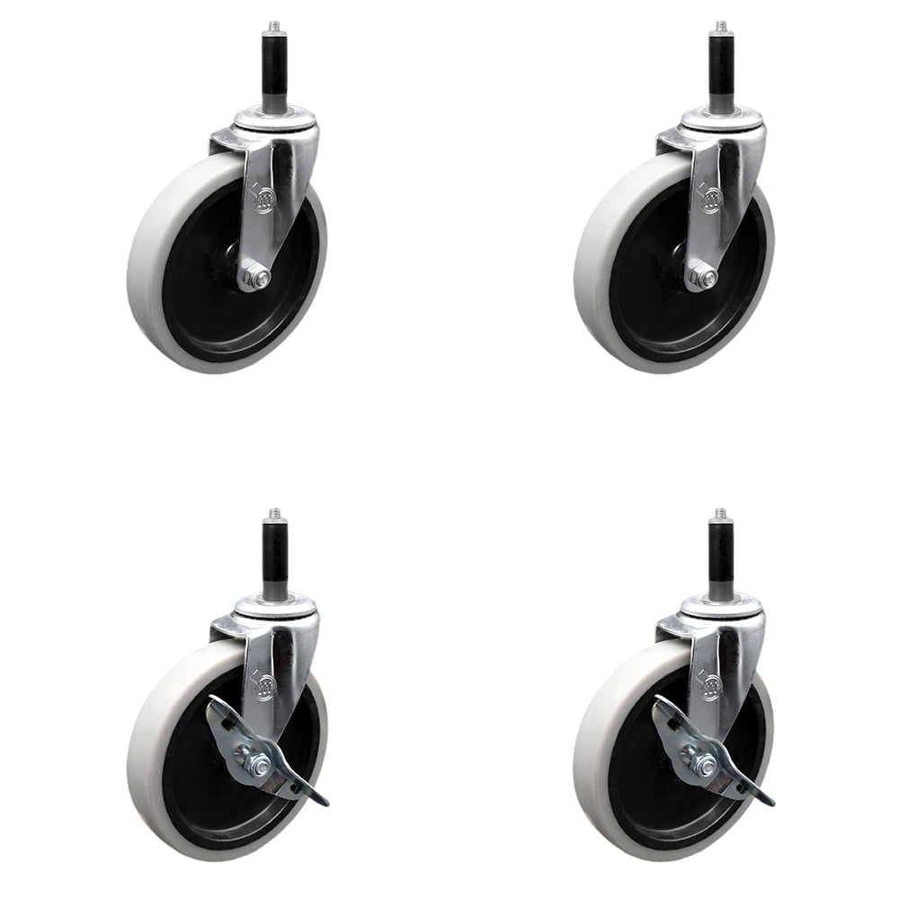 5 Inch Thermoplastic Wheel 7/8 Inch Expanding Stem Caster Set with 2 ...
