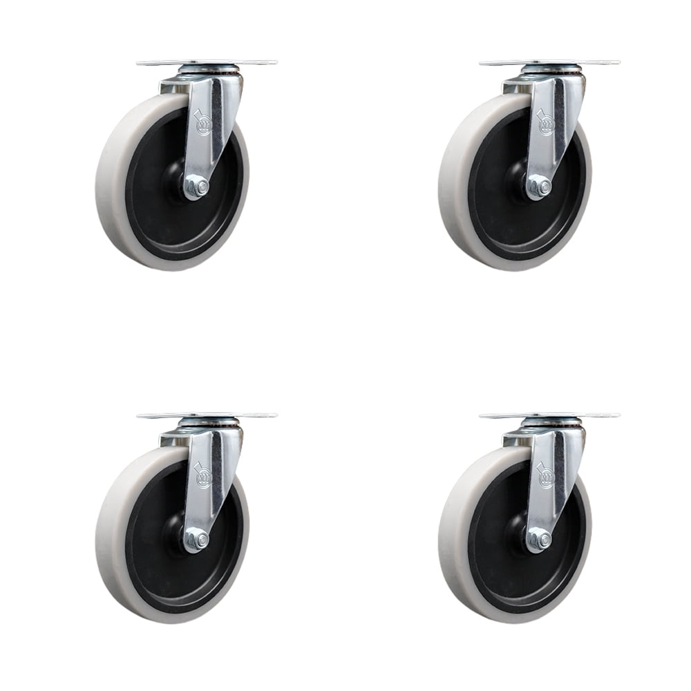 5 Inch Thermoplastic Wheel Top Plate Caster Set of 4 Service Caster ...