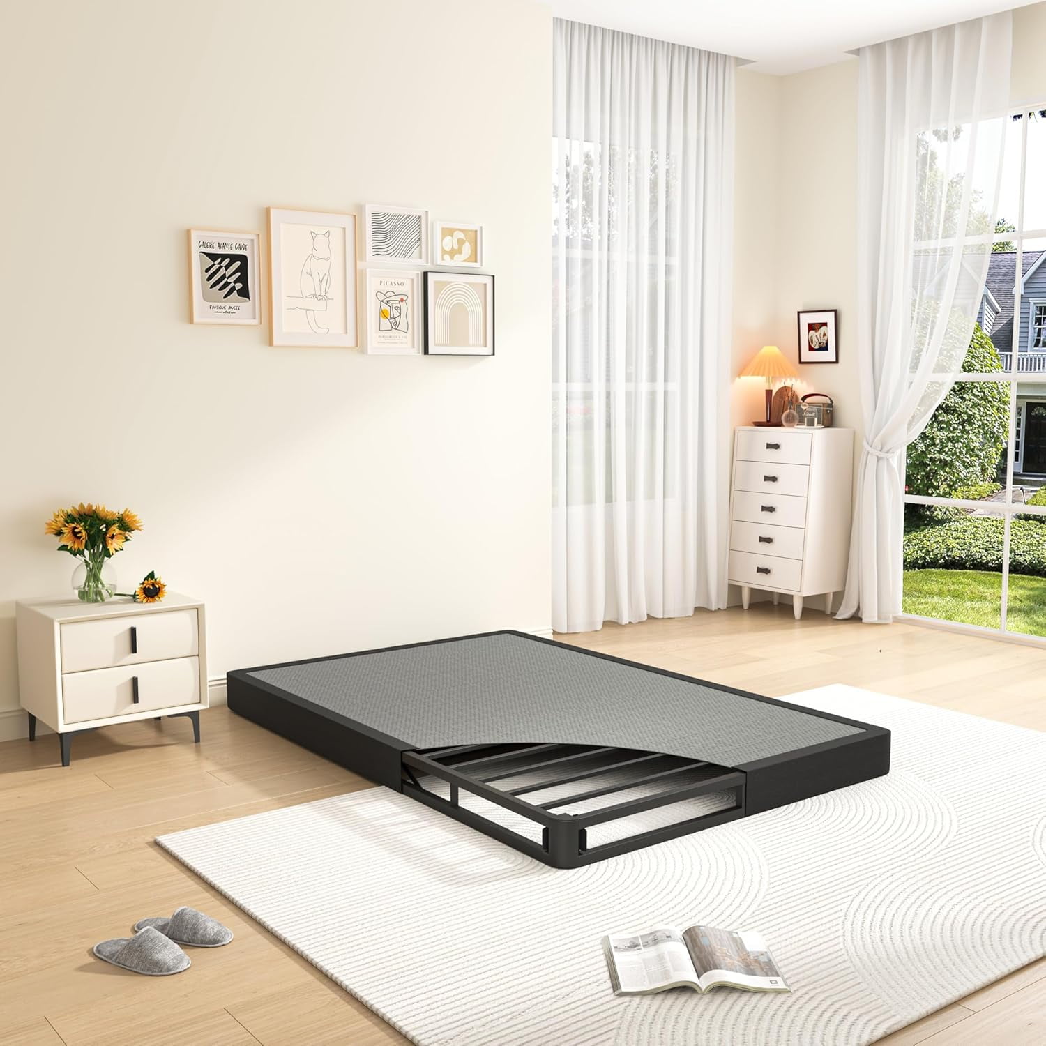 5 Inch Twin Box Spring, Low Profile Twin Size Box Spring 3500 Lbs Black ...