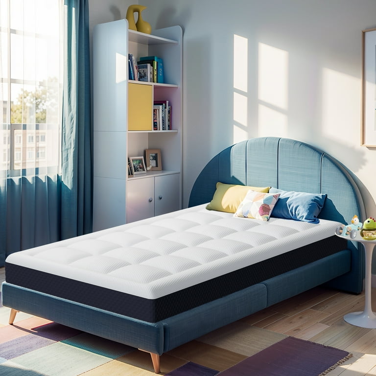 TERISTE 5 inch Twin Mattress Gel Memory Foam Pillowtop for Kids and Adults CertiPUR US Certified Fiberglass Free White