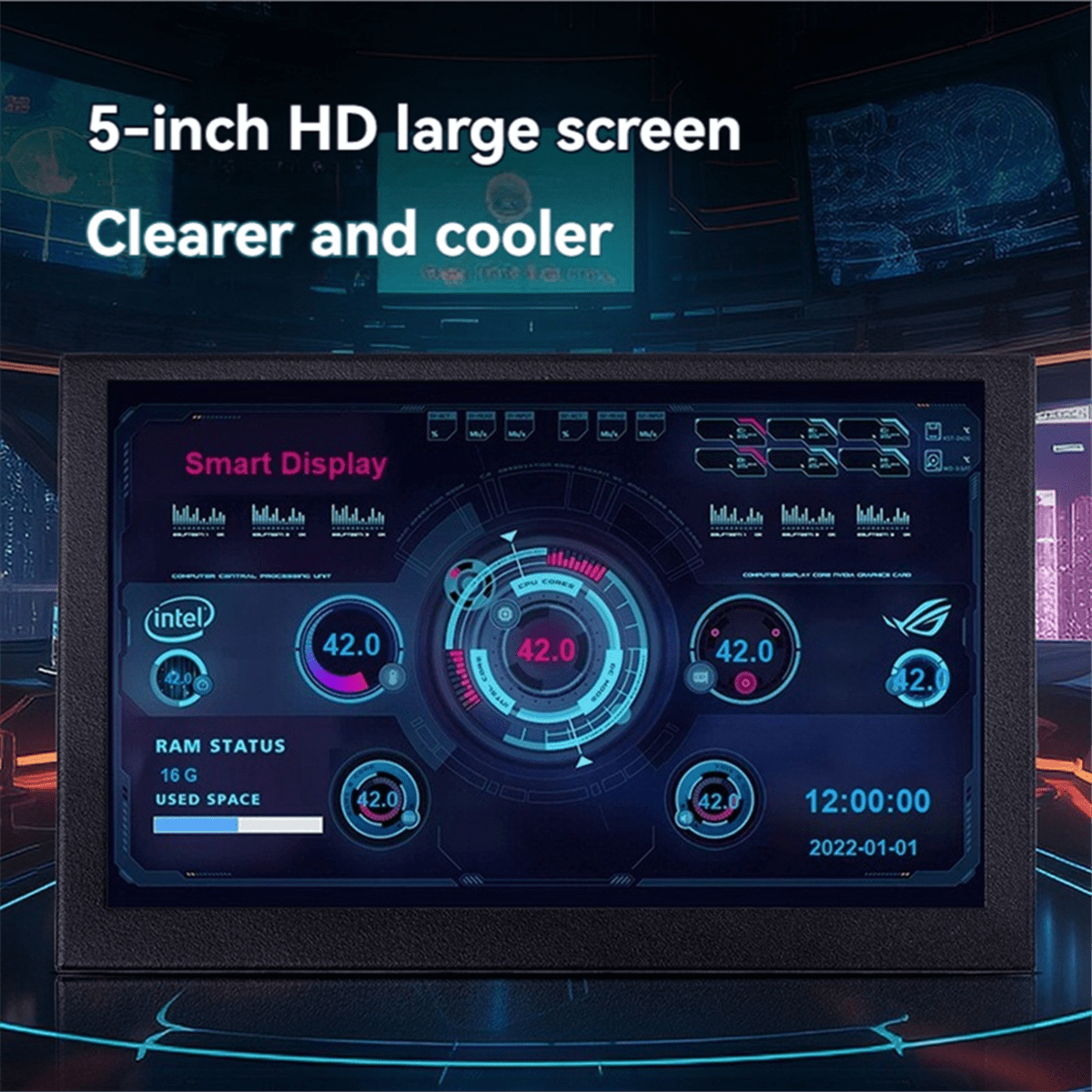 5-Inch USB-C Sub-Screen Chassis IPS Computer Graphics Chassis Black - Walmart.com