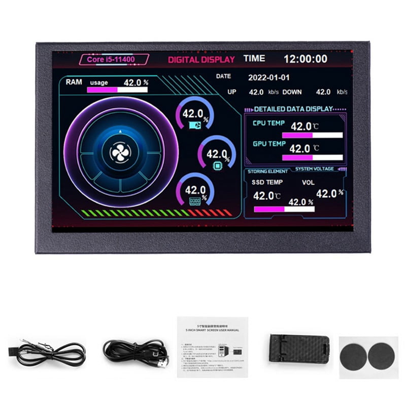5-Inch USB-C Sub-Screen Chassis IPS Computer Sub-Screen Graphics Card ...