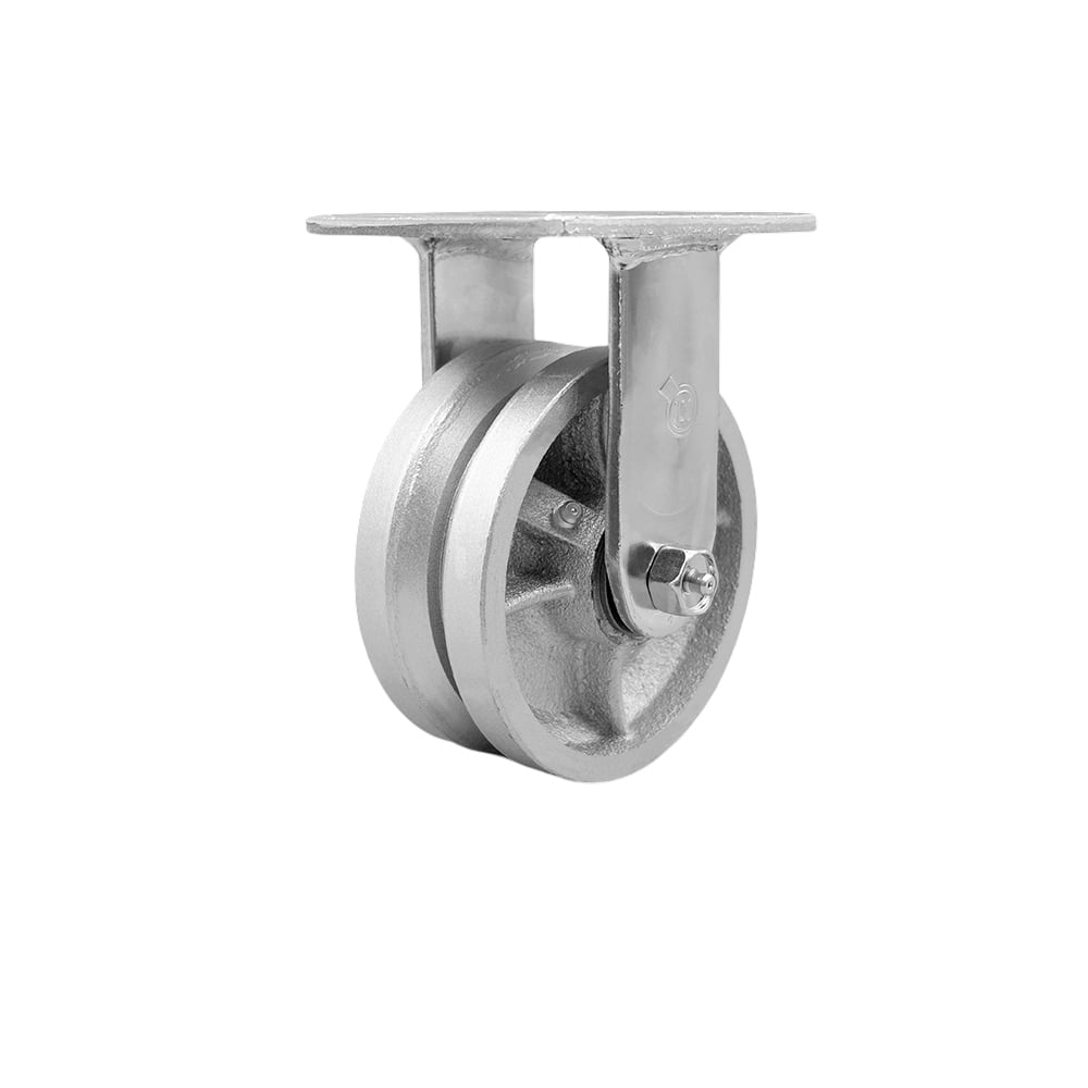 5 Inch V-Groove Semi Steel Cast Iron Wheel Rigid Caster with Bronze ...