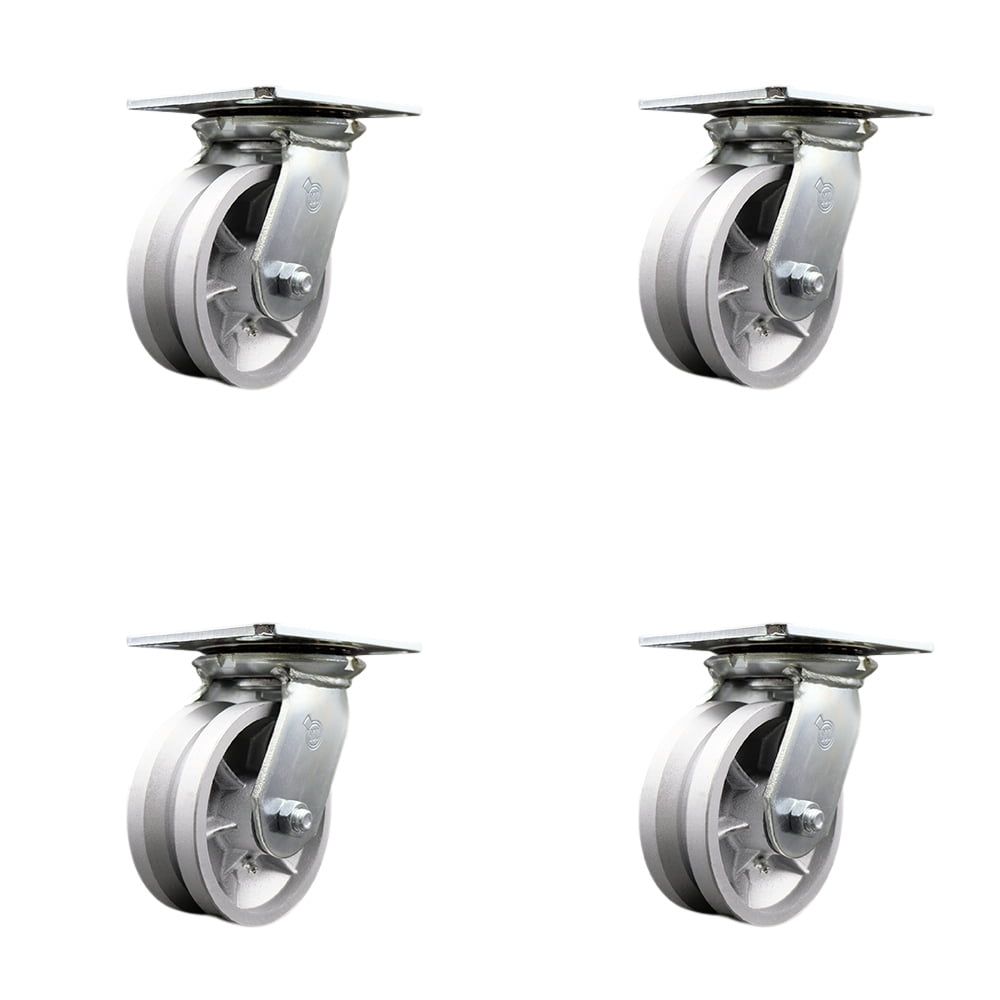 5 Inch V Groove Semi Steel Caster Set with Roller Bearings and Swivel ...