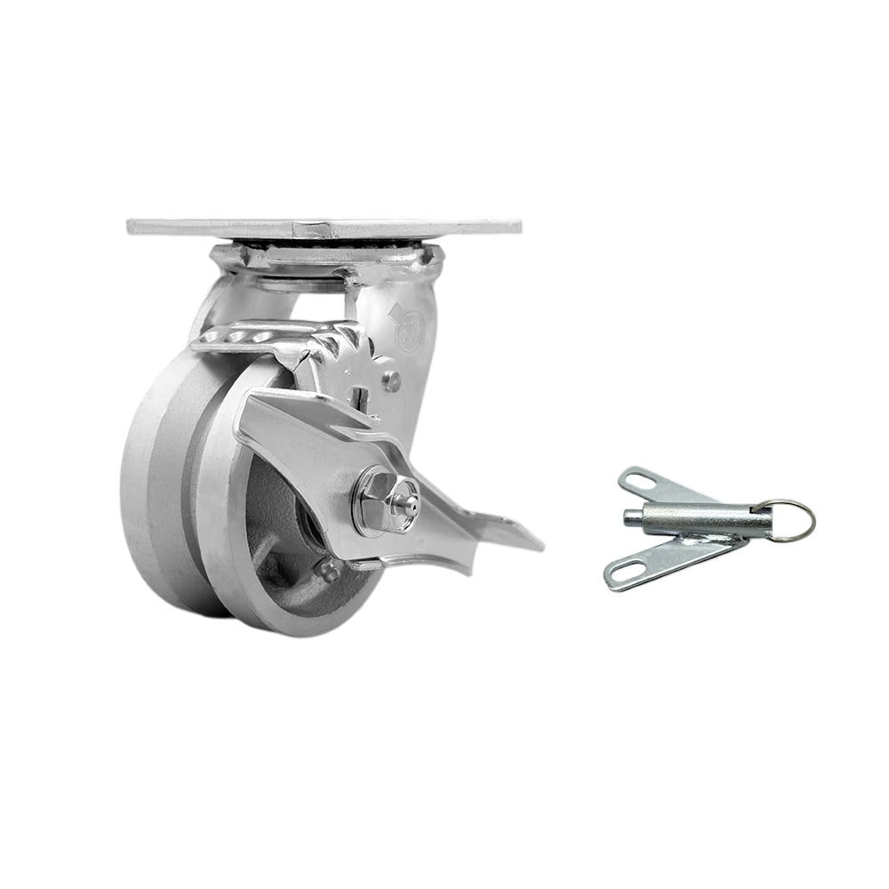 5 Inch V Groove Semi Steel Caster with Roller Bearing and Brake/Swivel ...