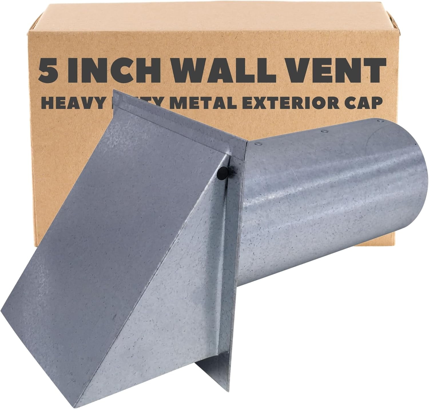 5 Inch Wall Vent Cap - Galvanized Steel with Damper & Screen - Heavy ...