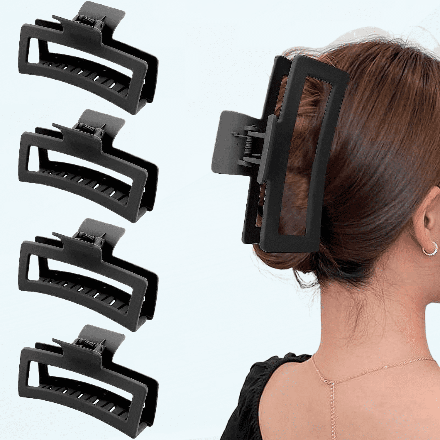 5 Inche Black Extra Large Claw Clips for Thick Hair and Long Hair, 4 ...