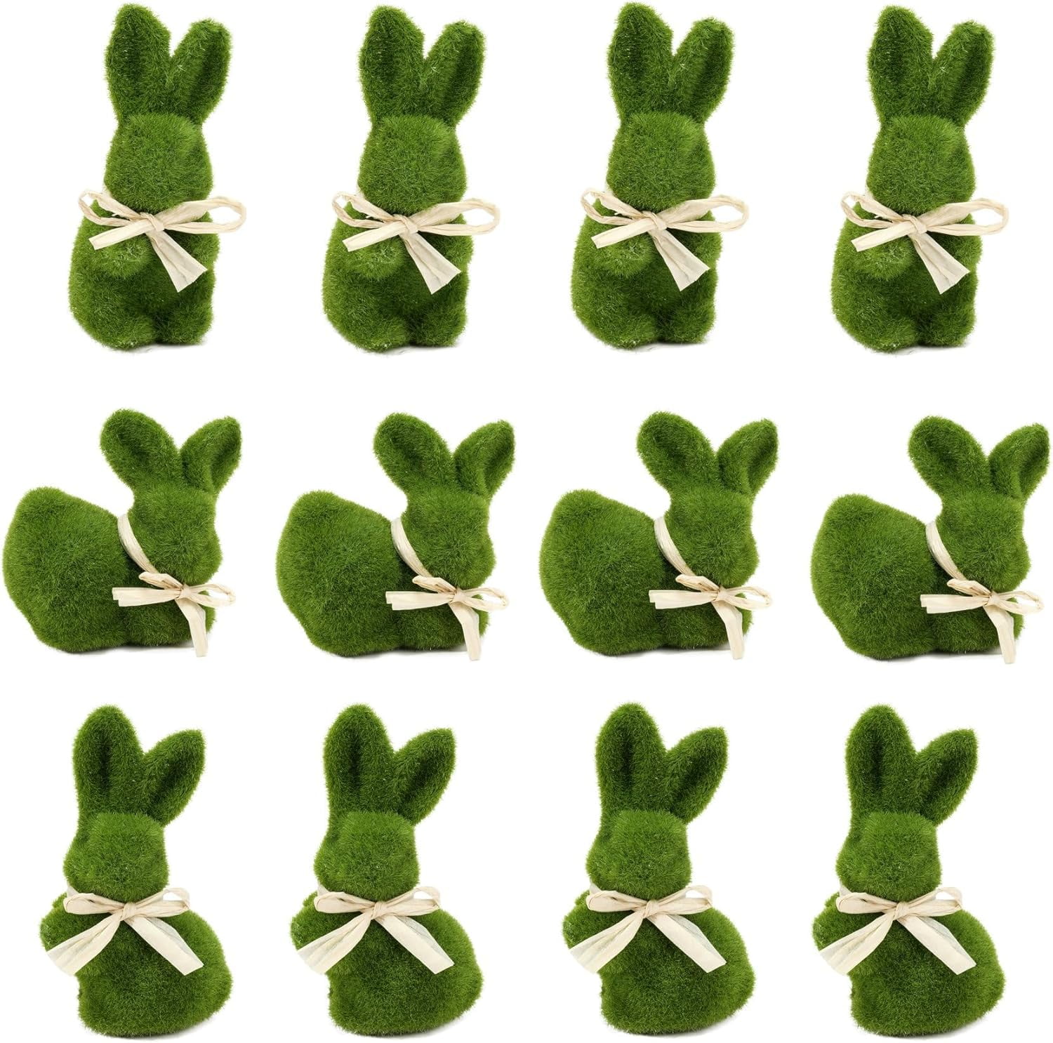 5 Inches Moss Easter Bunny Home Decor, Set of 12 Artificial Moss Rabbit ...
