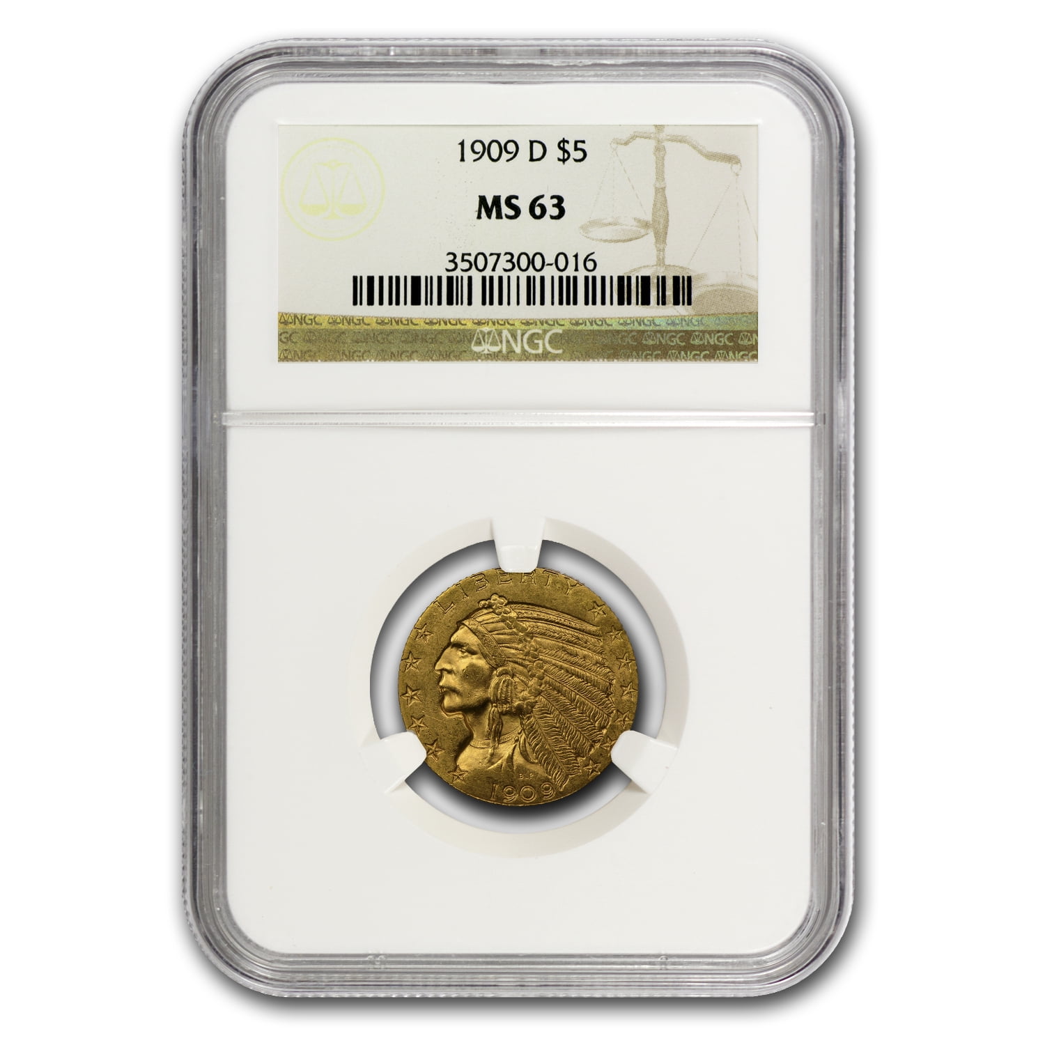 $5 Indian Gold Half Eagle MS-63 NGC (Random Year) - Walmart.com
