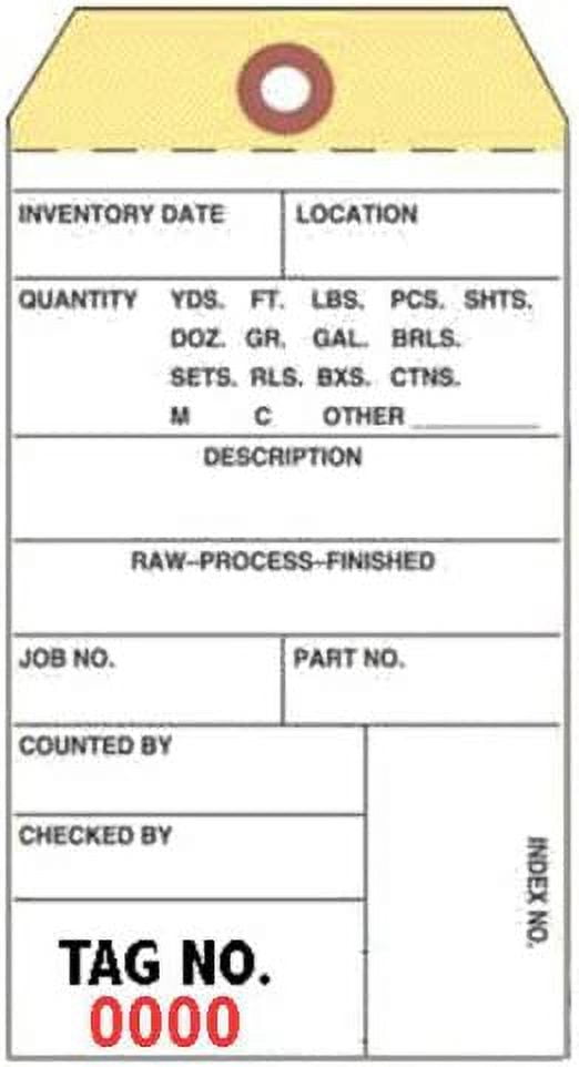 #5 Inventory Tags, 2-Part Carbonless NCR, 4-3/4" x 2-3/8", Sequentially ...
