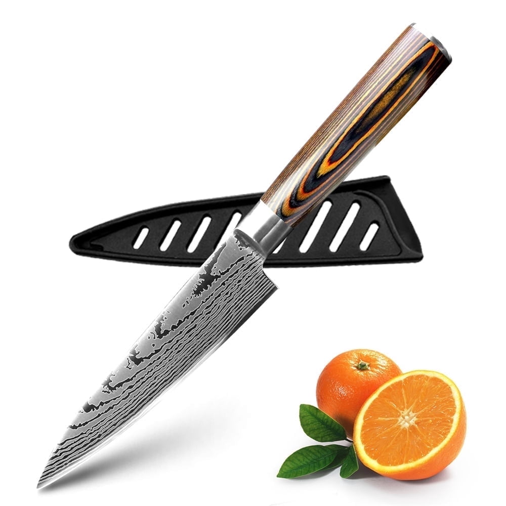 5" Japanese Utility Knife Household Paring Knife with Pakka Handle ...