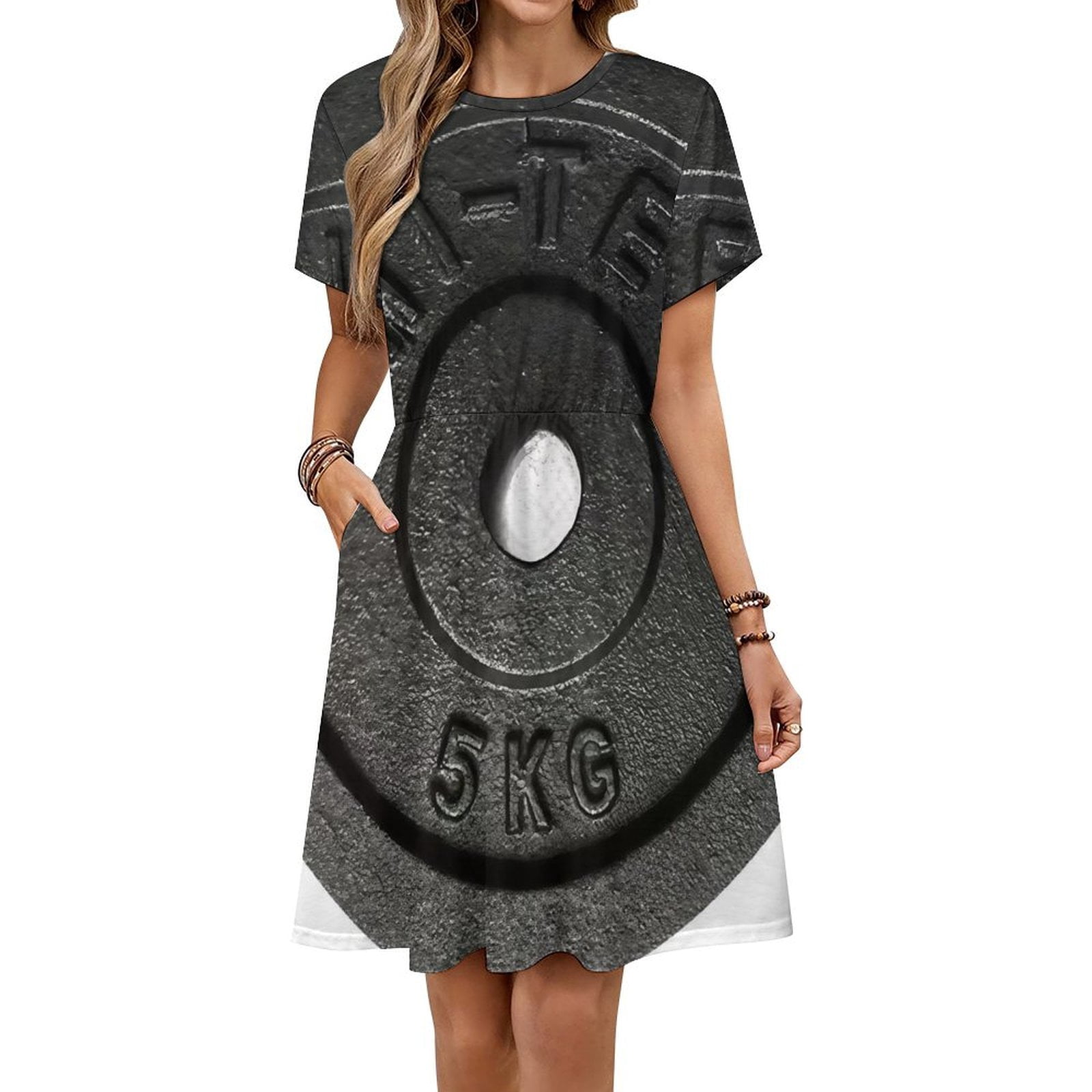 5 Kilograms Dress Fashion Beach Short Sleeve Dresses Female Party ...