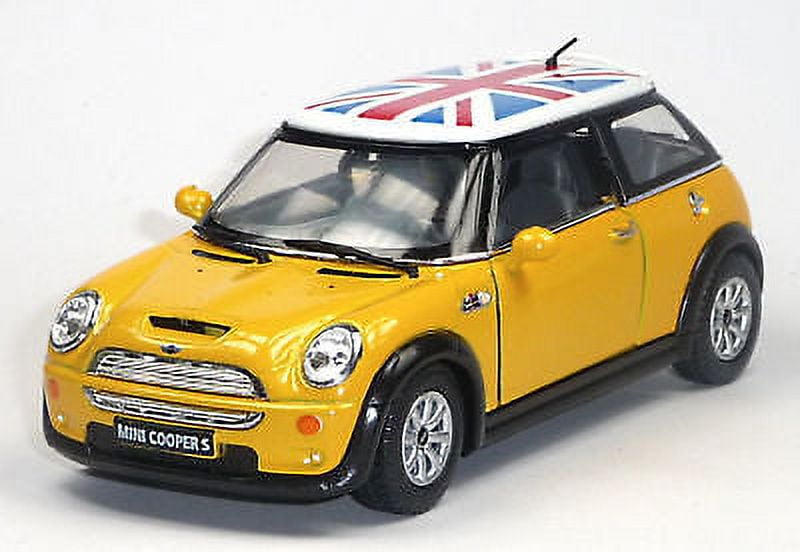 5" Kinsmart Mini Cooper S British Flag Diecast Model Toy 1:28 Yellow ...