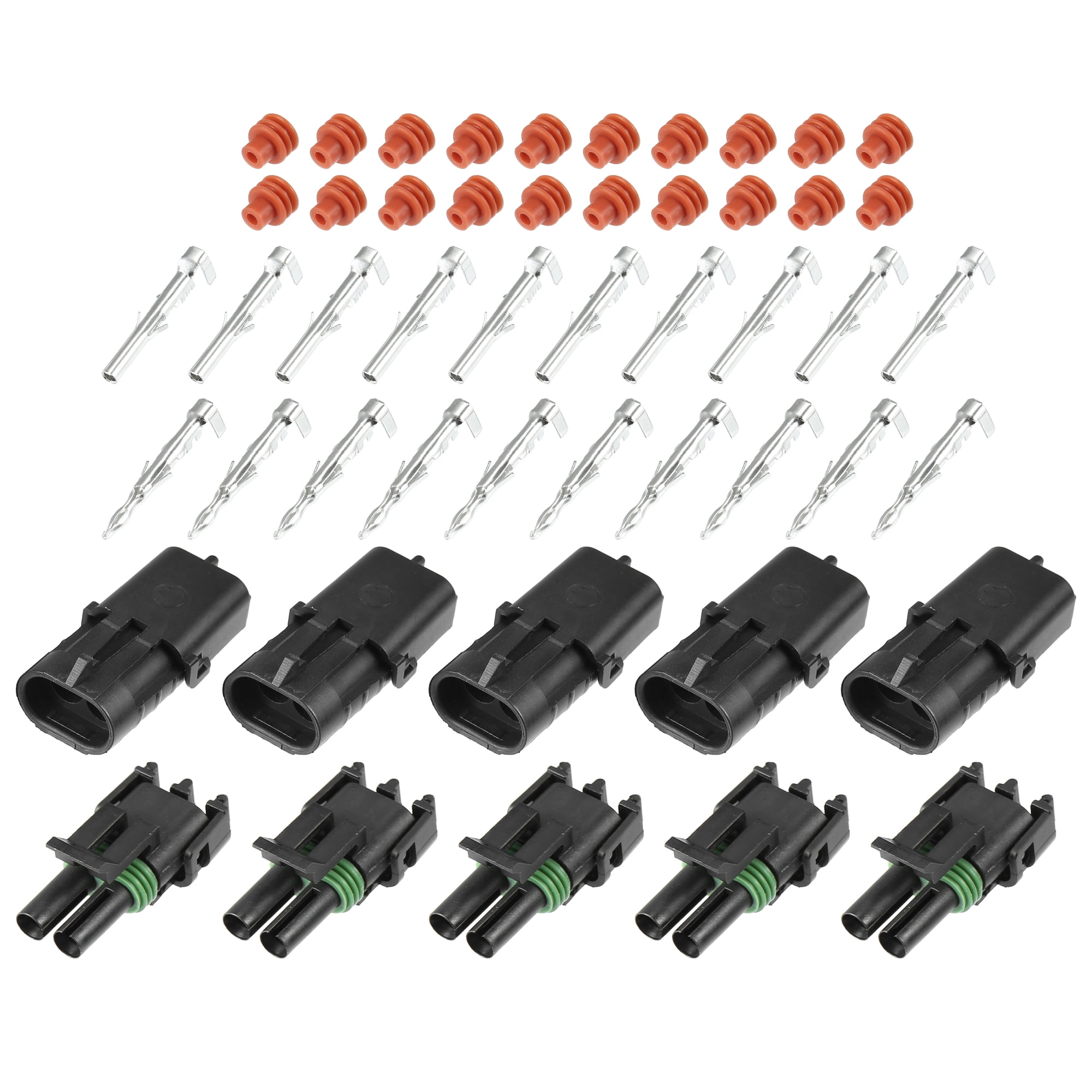 5 Kit 2 Pin Way Waterproof Electrical Connector Series Terminal 12 AWG ...