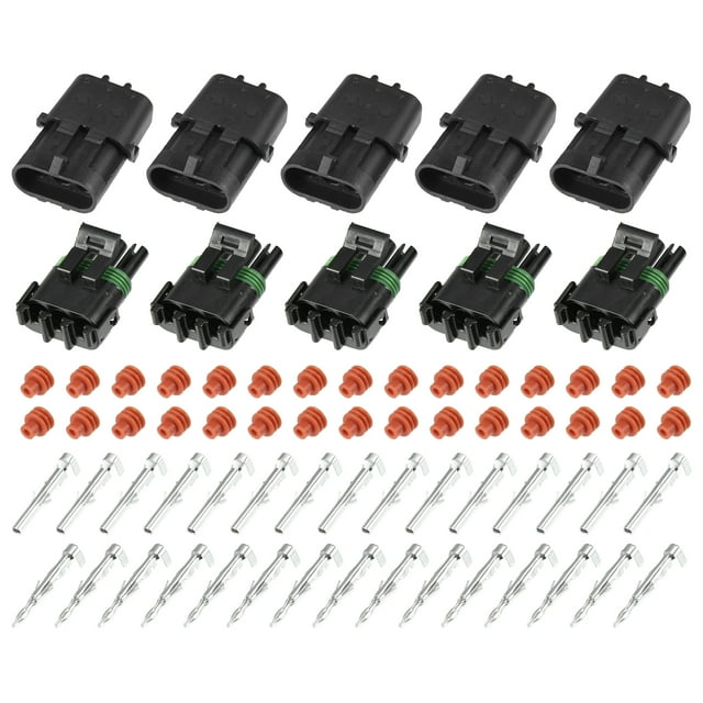 5 Kit 3 Pin Way Waterproof Electrical Connector Series Terminal 12 AWG ...