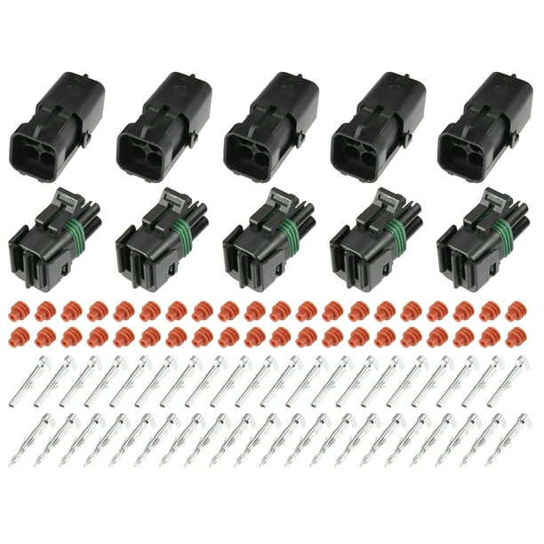 5 Kit 4 Pin Way Waterproof Electrical Connector Series Terminal 12 AWG ...