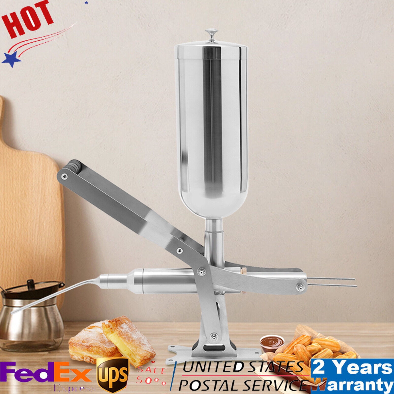 5 L Commercial Hand-Operated Donut Churros Filler Jelly Cream Filling ...