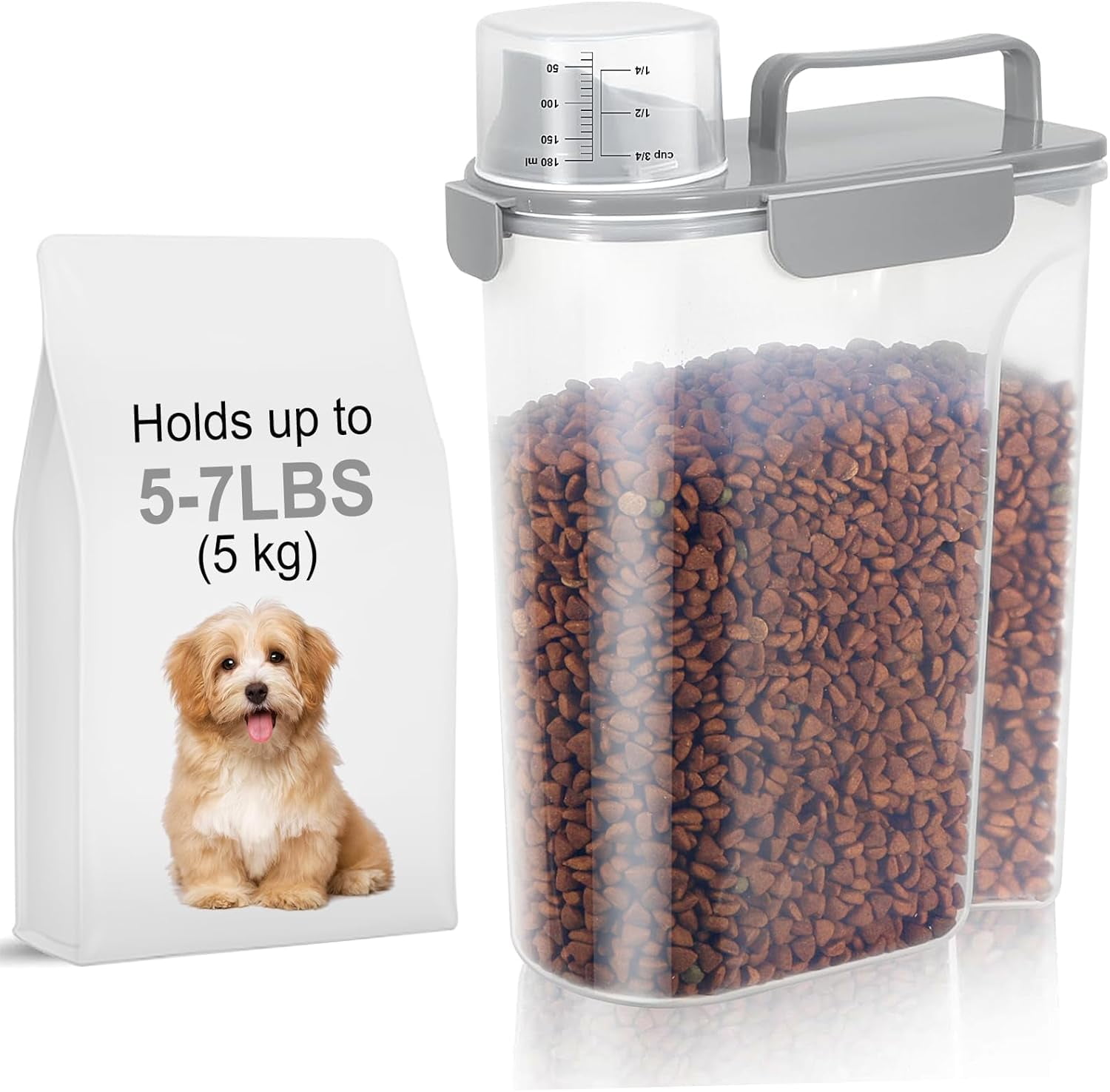 5 L Pet Food Storage Container with Large Nozzle BPA-Free Plastic 4 ...