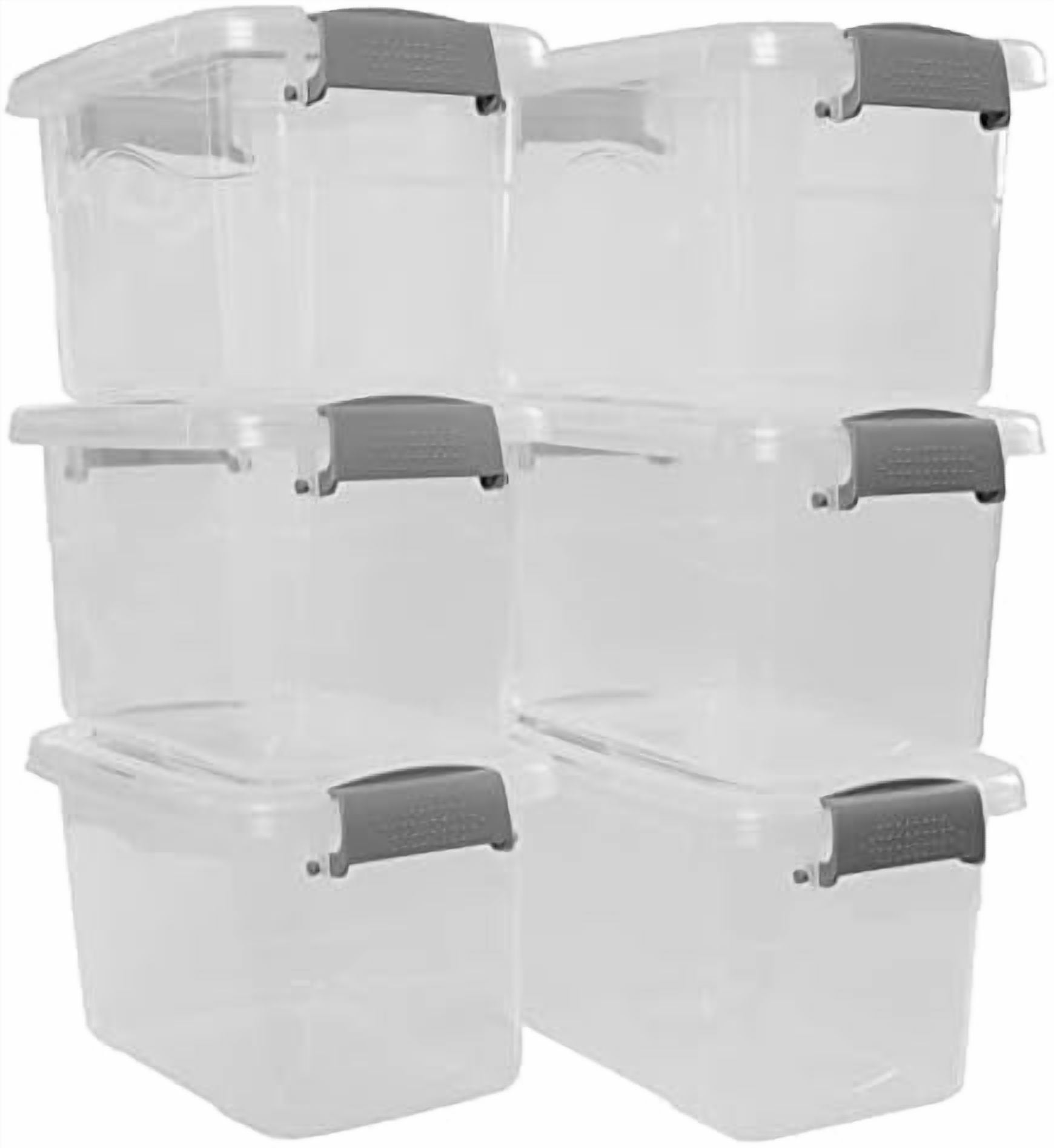 5 L Plastic Lidded Storage Bin, 6 Pack Clear Latch Container Box with ...