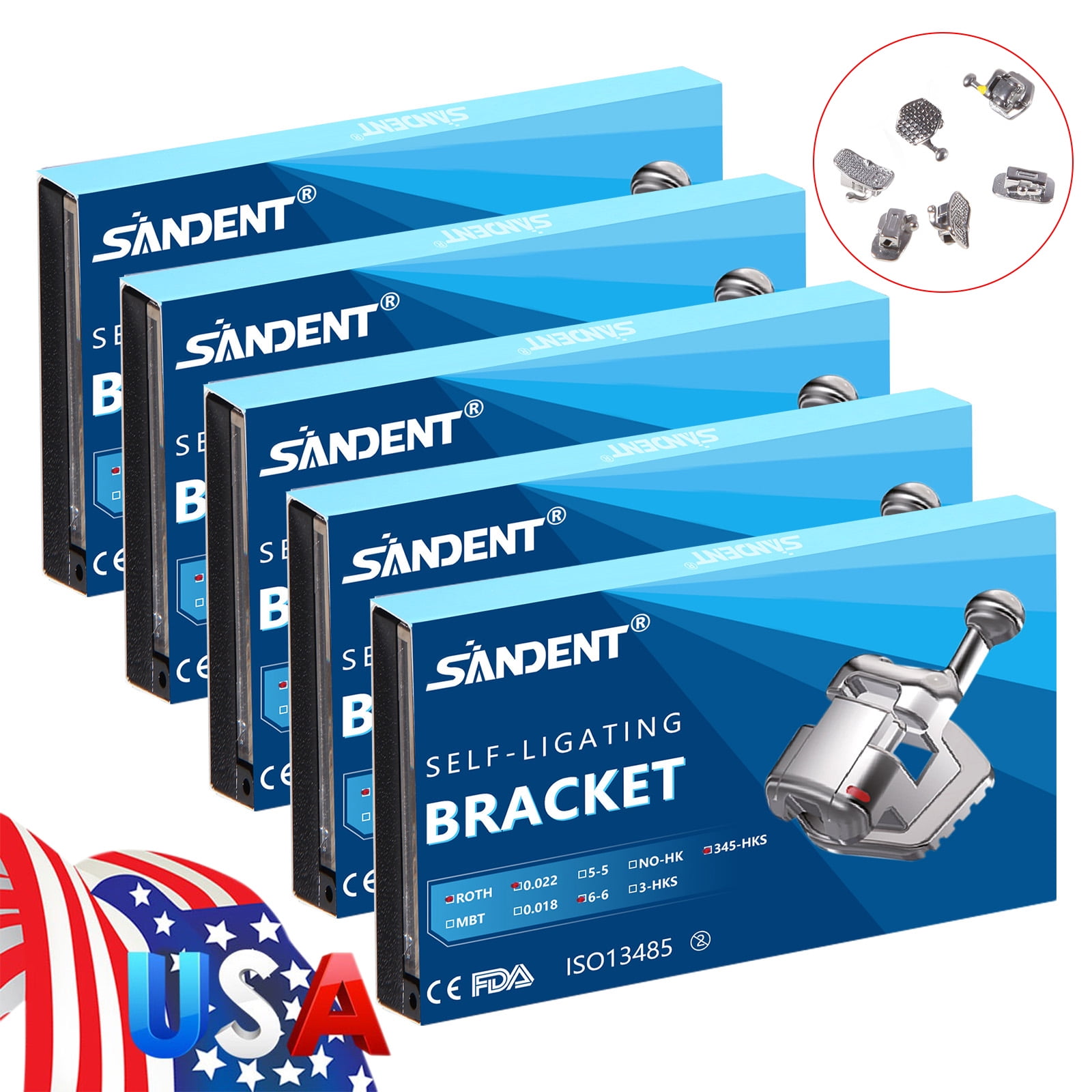 5 LOTS MINI Monoblock Dental Orthodontic Self-Ligating Brackets Braces ...
