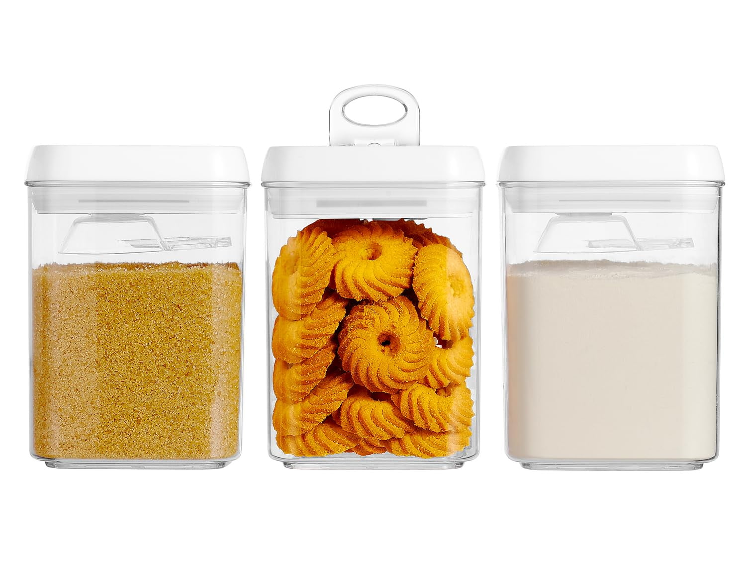 5” Large M Ring Flip Top Airtight Container, Stackable Pantry Organizer ...