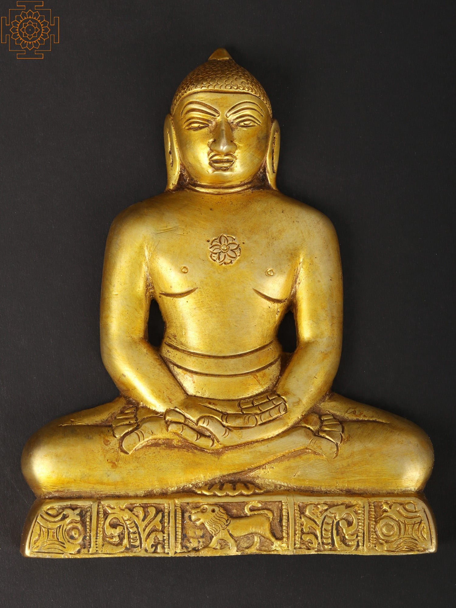 5" Last Jain Tirthankara 'Mahavir' Wall Hanging Flat Statue in Brass ...