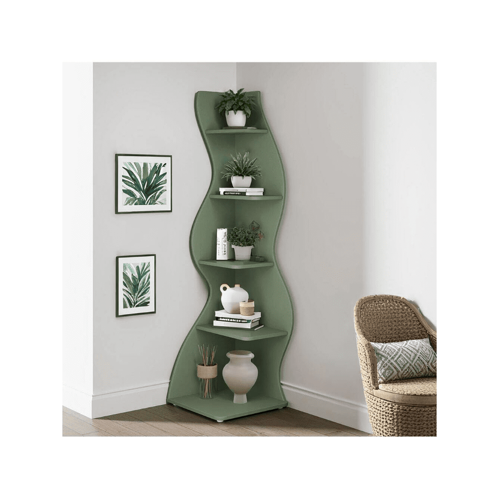 5-Layer Corner Bookshelf, Corner Bookshelf, Display Cabinet, Shelving ...