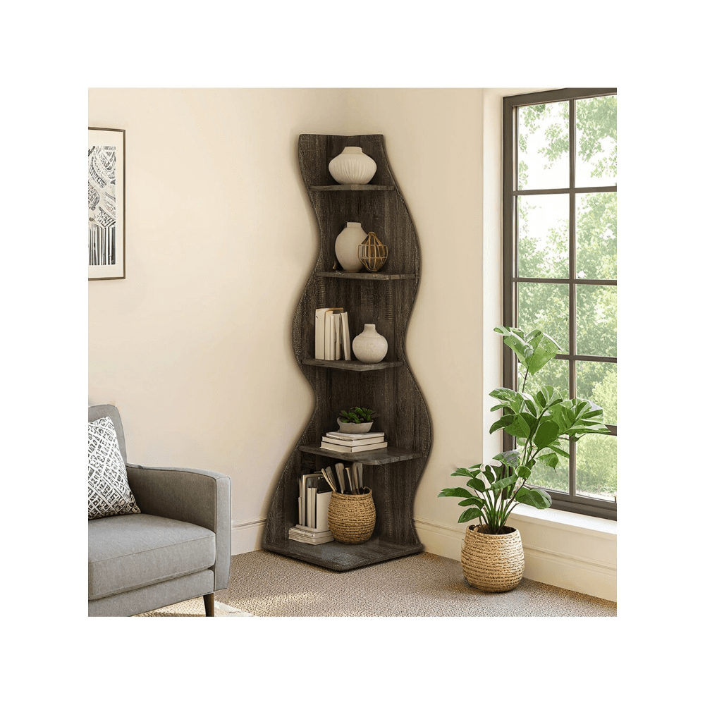 5-Layer Corner Bookshelf, Corner Bookshelf, Display Cabinet, Shelving ...