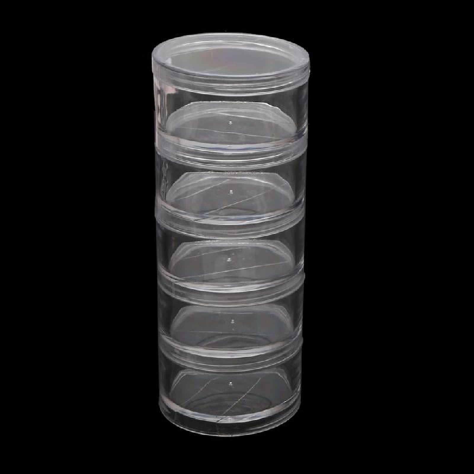 5 Layer Cylinder Stackable Bead Containers Plastic Round Clear Storage ...