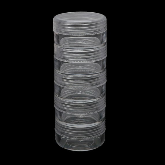 5 Layer Cylinder Stackable Containers Clear Plastic Round Storage for ...
