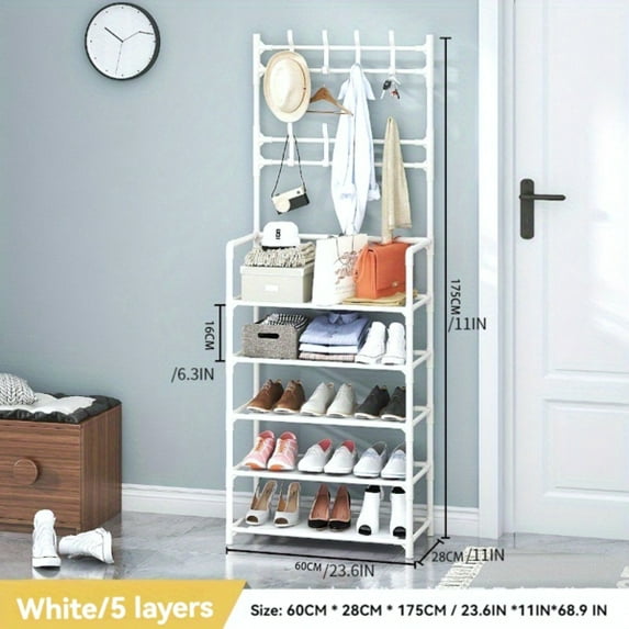 5-Layer Entryway Organizer with Hooks – Versatile Shoe Rack & Coat ...