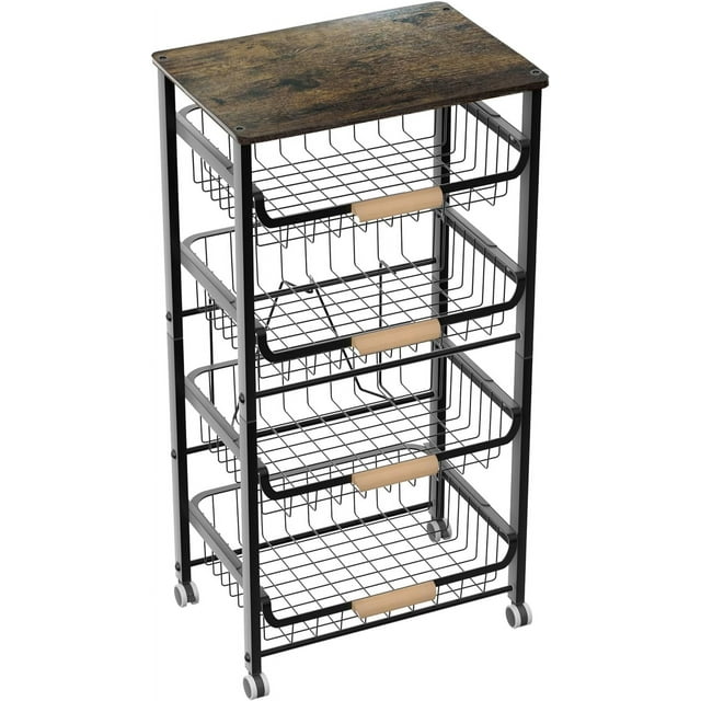5-Layer Fruit Basket Kitchen Food Organizer and Rack, Stackable Storage ...