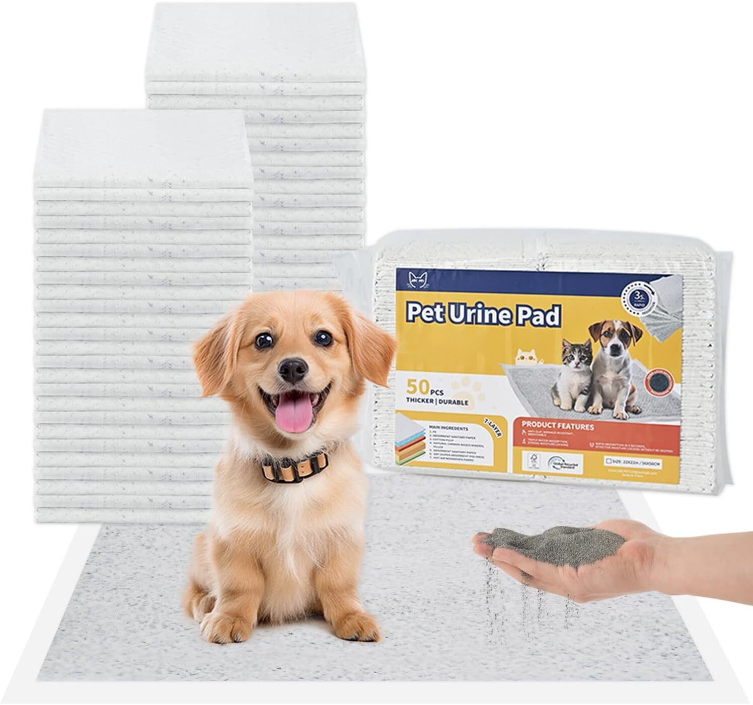 5-Layer Leak-Proof Puppy Pads, 50 Count Super Absorbent Training Pads ...