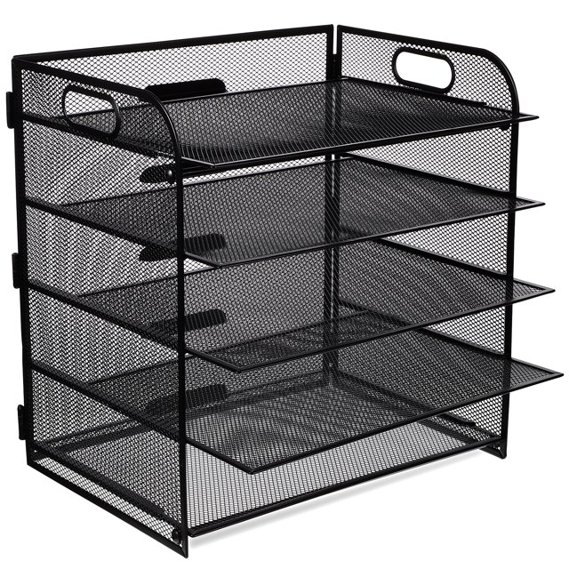 5-Layer Mesh Desktop File Organizer Storage Paper Office Black ...