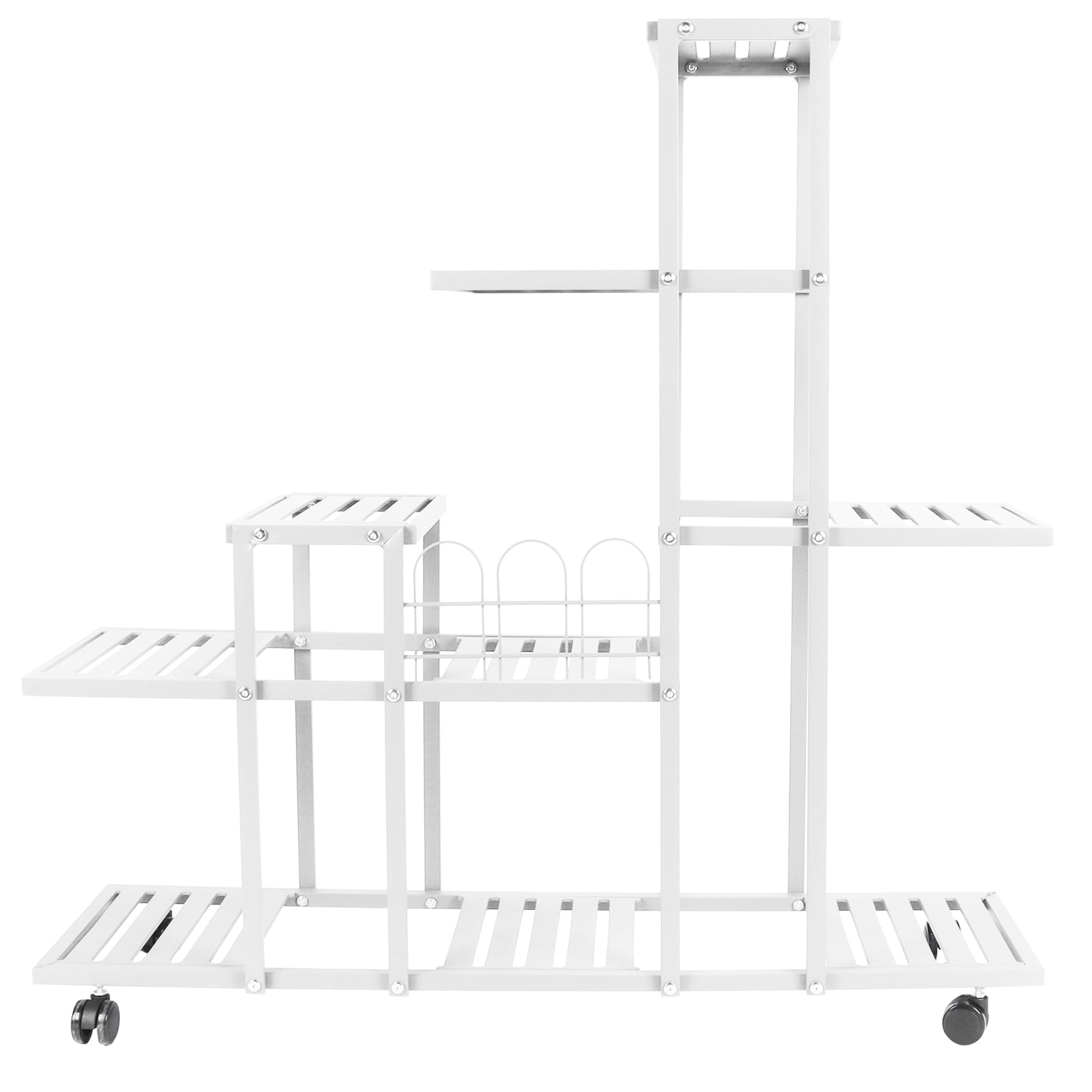 5‑Layer Movable Flower Rack with Wheeled Iron Plant Stand Indoor and ...