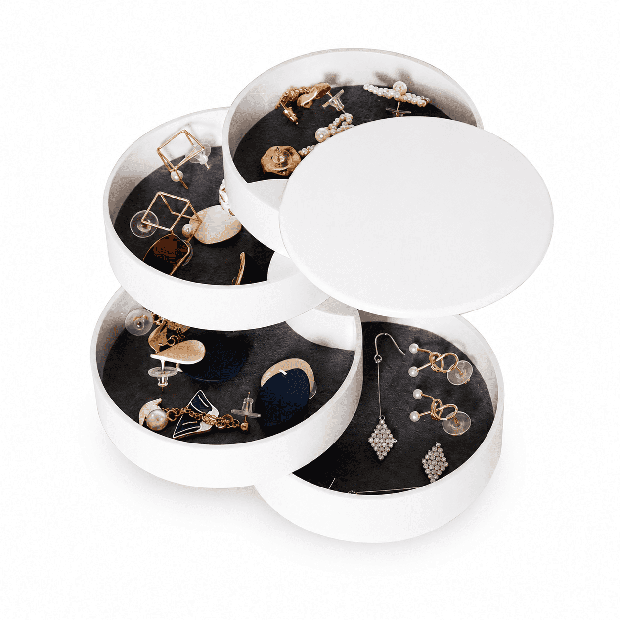 5-Layer Rotating Jewelry Organizer with Lid, Small Jewelry Storage Box ...