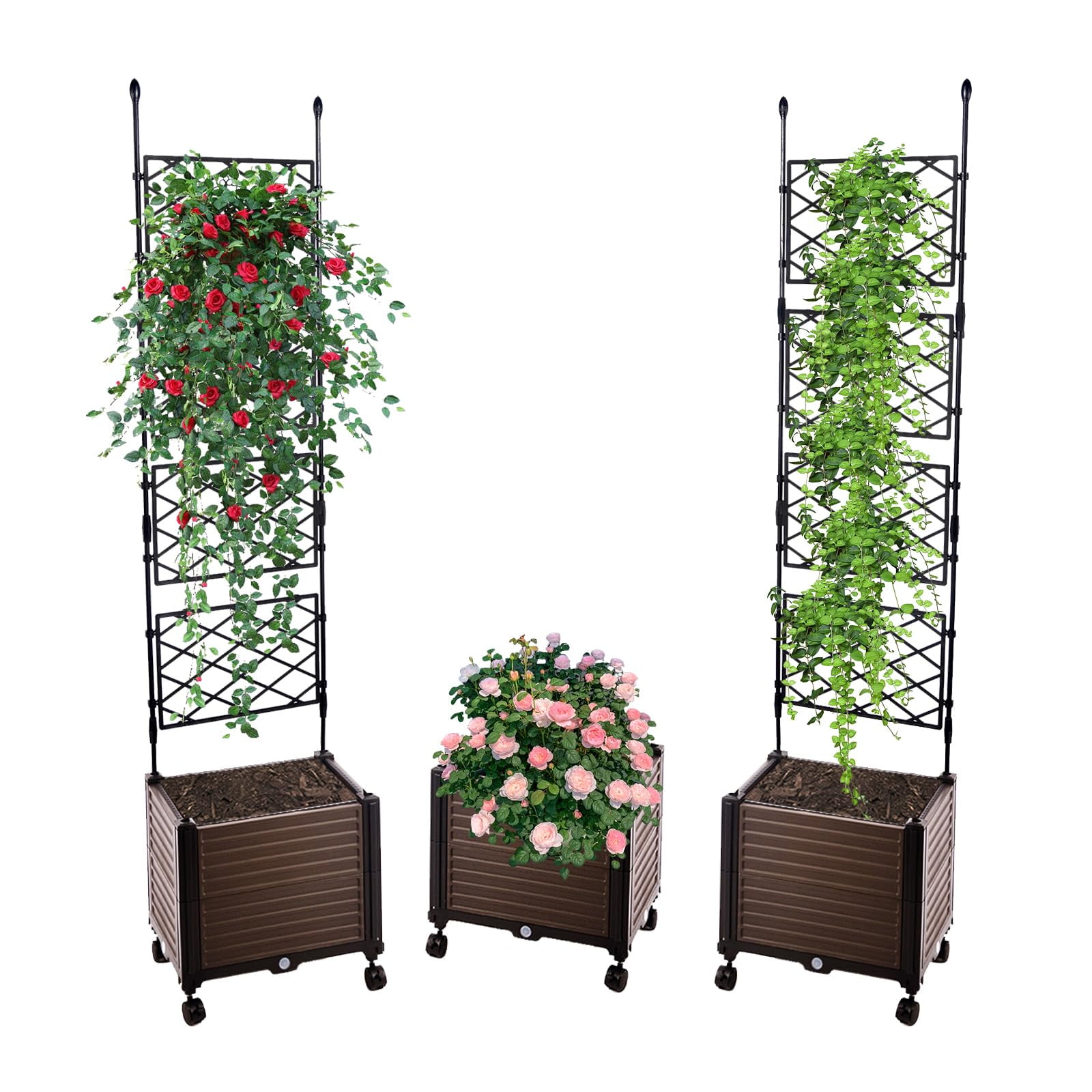 5-Layer Screen Planter with Casters, Multi-Unit Modular Design, Flower ...
