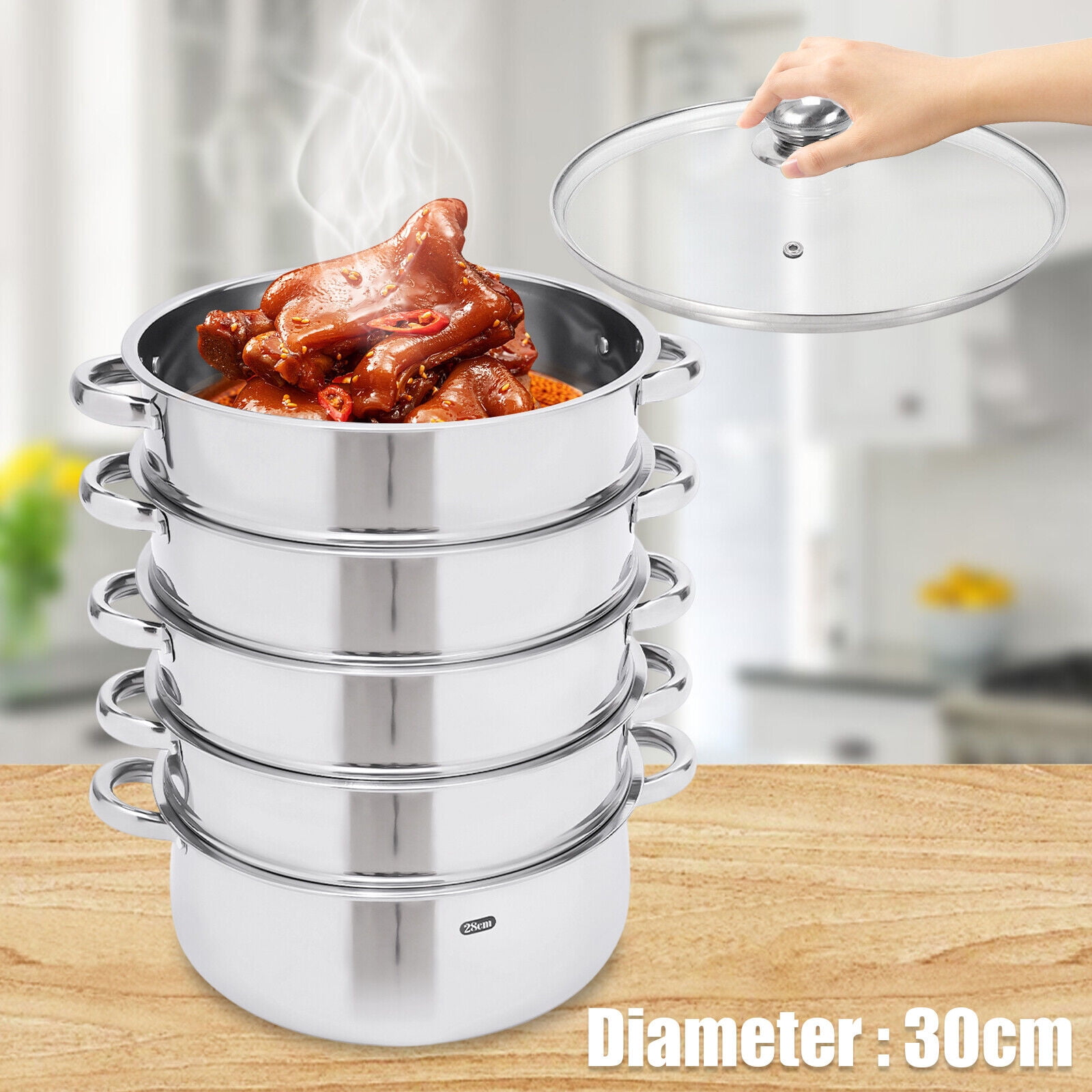5-Layer Steam Cooker Large Steamer Domestic Commercial Stainless Steel ...