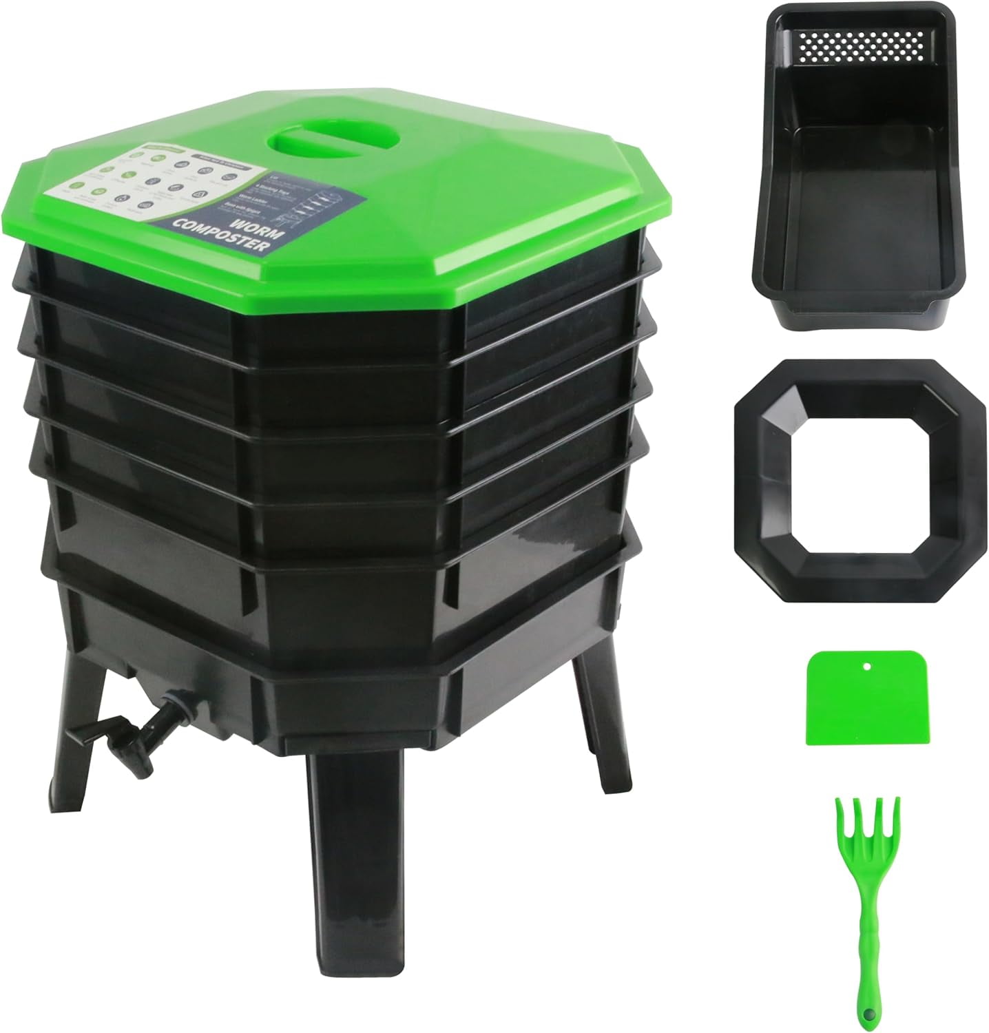 5-Layer Tray Worm Composter, Sustainable for Both Indoor & Outdoor ...
