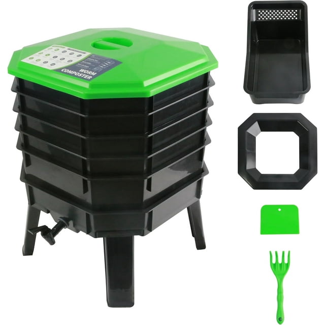 5-Layer Tray Worm Composter, Sustainable for Both Indoor & Outdoor ...