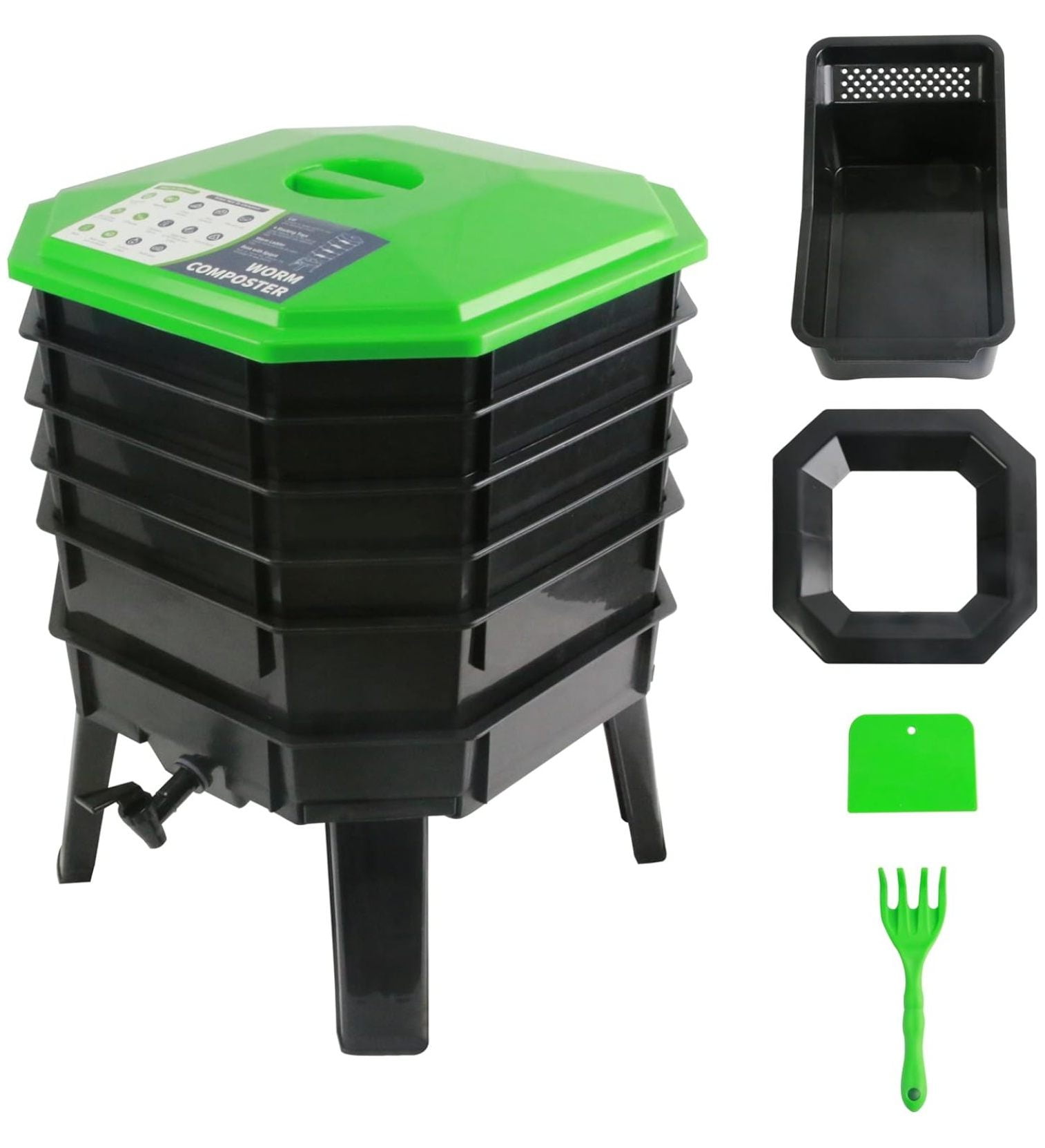 5-Layer Tray Worm Composter, Sustainable for Both Indoor & Outdoor, Worm Compost Bin for ...