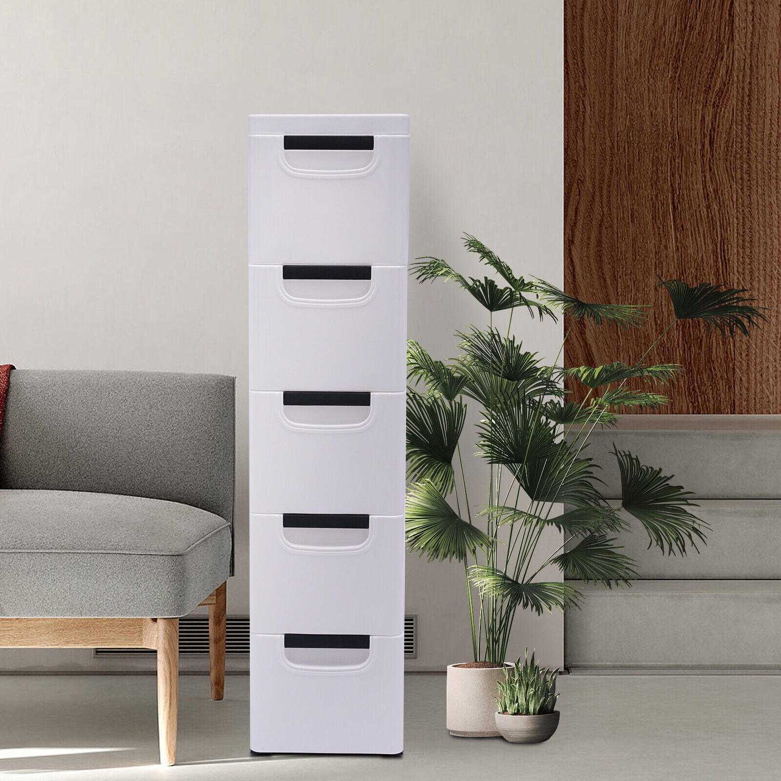 5 Layer Vertical Tall Dresser Storage Tower Drawers Organizer Cabinet ...