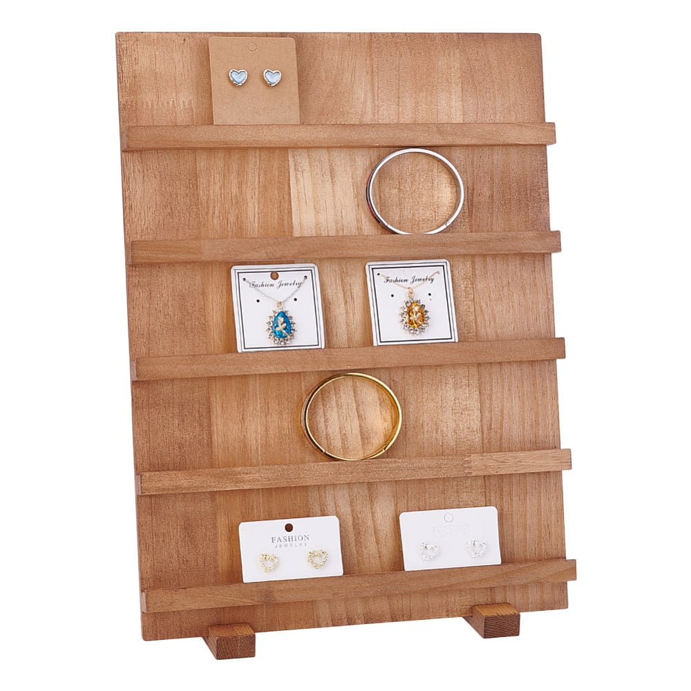 5 Layer Wood Display Stands Rectangle Jewelry Organizer Holder Coconut ...