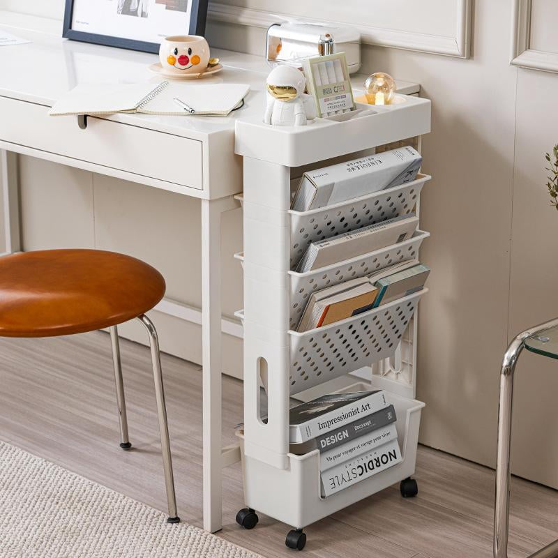 5 Layers Movable And Detachable Bookshelf Storage Rack With Wheels ...
