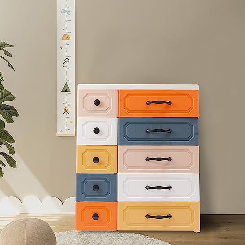 5 Layers Plastic Drawer Dresser, Standing Large Colorful Storage ...