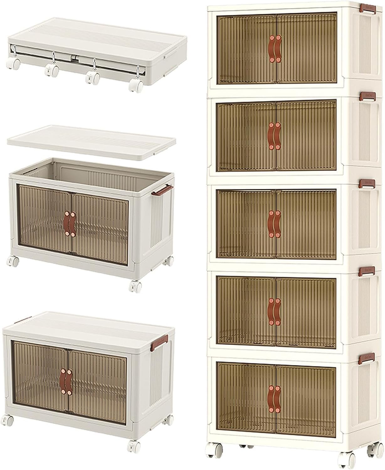 5 Layers Storage Bins With Lids And Doors,stackable Storage Bins ...