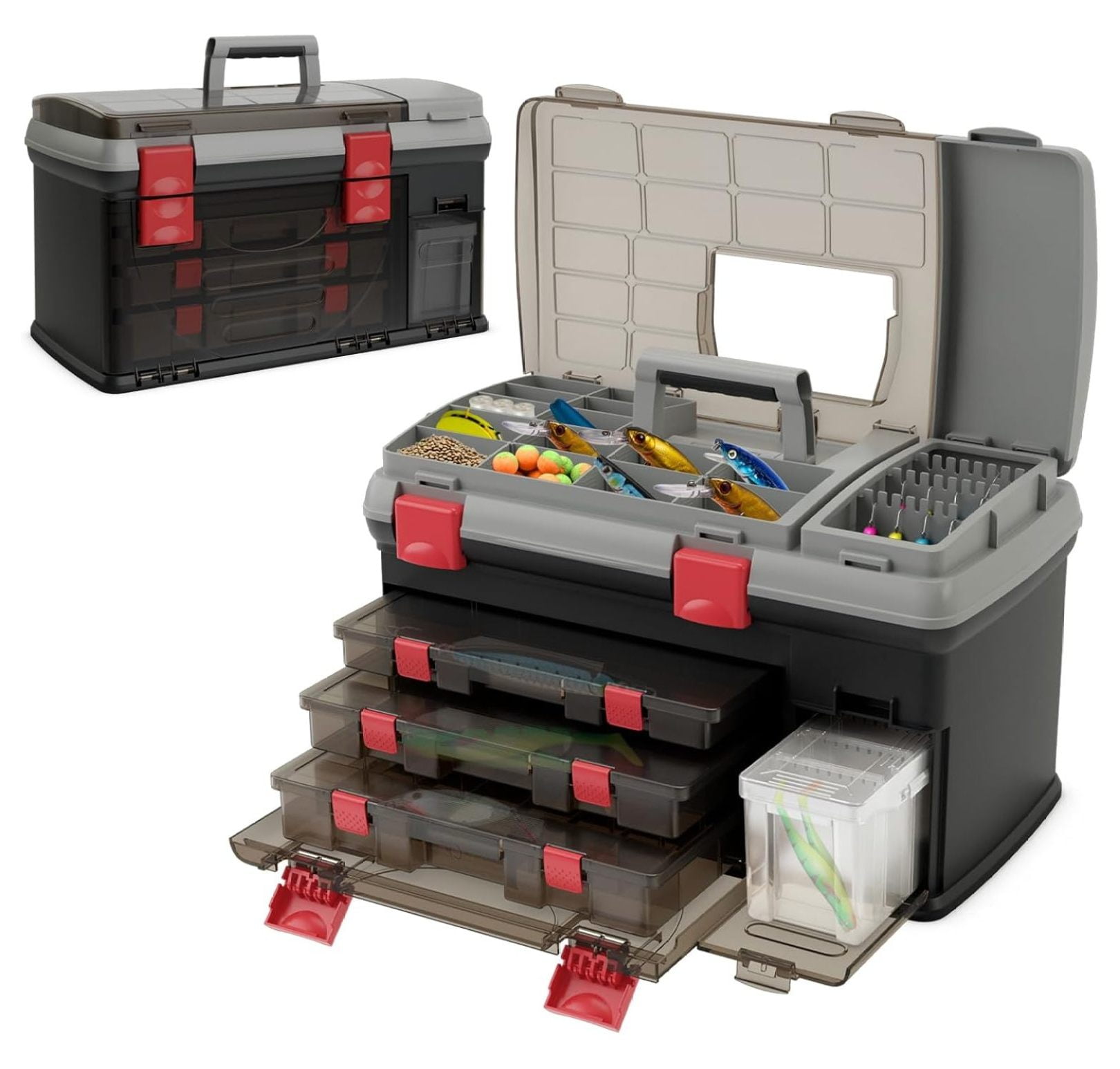 5 Layers Tackle Box, Fishing Tackle Box Organizer with Top Storage, 3 ...