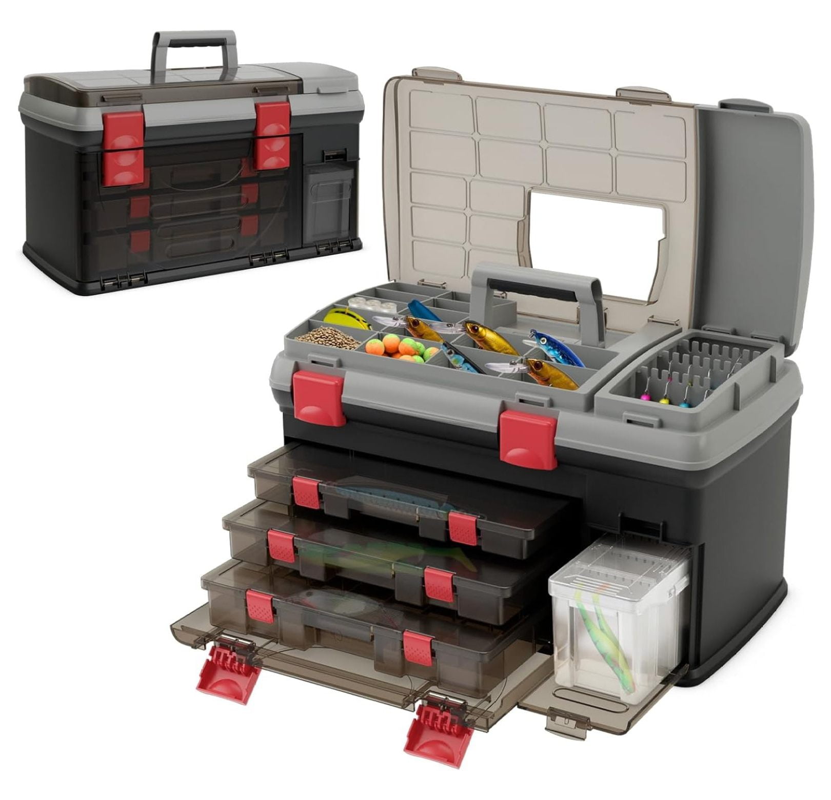 5 Layers Tackle Box, Fishing Tackle Box Organizer with Top Storage, 3 ...